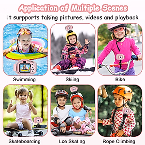 Agoigo Kids Waterproof Camera - Children Underwater HD Video Digital Camcorder, Portable Travel Toy for Toddler - Ideal Christmas Birthday Gifts for Boys Girls Age 3-12 with 32GB Card (Pink)