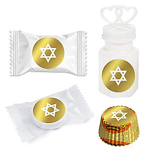 Andaz Press Personalized Chocolate Drop Labels Trio, Metallic Gold Ink, Bar/Bat Mitzvah, 216-Pack, Fits Kisses, Custom Made Any Name, Not Gold Foil, Envelope Seals, Party Decorations