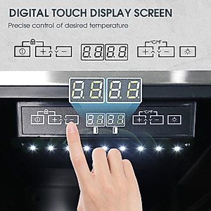 HCK Wine Cooler Fridge and Kegerator 2in1 Outdoor Refrigerator,Cellar Freestanding Refrigerator and keg fridge with tap with Digital Touch Display & Stainless Steel & Triple-Layer Tempered Glass Door