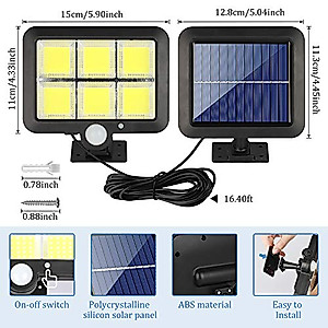 SUNJOYCO Solar Outdoor Light 120 LED Motion Sensor, IP65 Waterproof 120°Motion Sensor Security Lights 3 Modes Outdoor Motion Lights Wall Lights Solar Motion Light for Garden Patio Outdoor Yard Garage