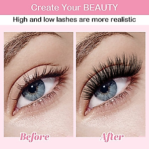 280 Pcs Individual Lashes 30D+40D Mixed Lash Clusters 14 Rows that Look Like Eyelash Extensions DIY Lash Extension Self Application At Home (30+40-D-9-16mix)