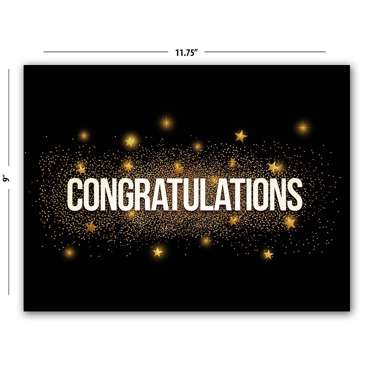 Small World Greetings Large Black and Gold Congratulations Card from Group - Blank Inside With Envelope - 11.75" x 9" - Farewell, Graduation, Anniversary, and More