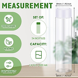 Zhehao 24 Pcs 13.5 oz 400 ml Plastic Juice Bottles with Caps Reusable Sensory Bottles with White Lids Bulk Water Bottles Empty Clear Drink Containers for Storing Beverages Smoothie Milk Tea