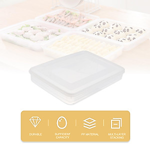 HOMSFOU 2pcs Dumpling Box Containers for Fridge Large Plastic Container Flat Storage Bins Stackable Food Storage Containers Refrigerator Box Dumpling Case Kitchen Supply Dumpling Tray
