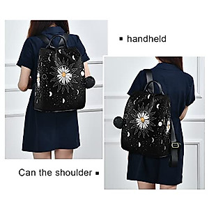 ALAZA Daisy Flower Sun Moon Women Backpack Anti Theft Back Pack Shoulder Fashion Bag Purse