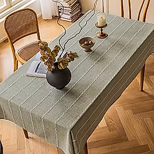 Zobesta Linen Sage Tablecloth Green Cotton Table Clothes for Rectangle Tables, Heavy Duty Washable Farmhouse Soft Boho Tablecloth for Kitchen Dinning Party (Sage Green, 53 x 70 Inch)