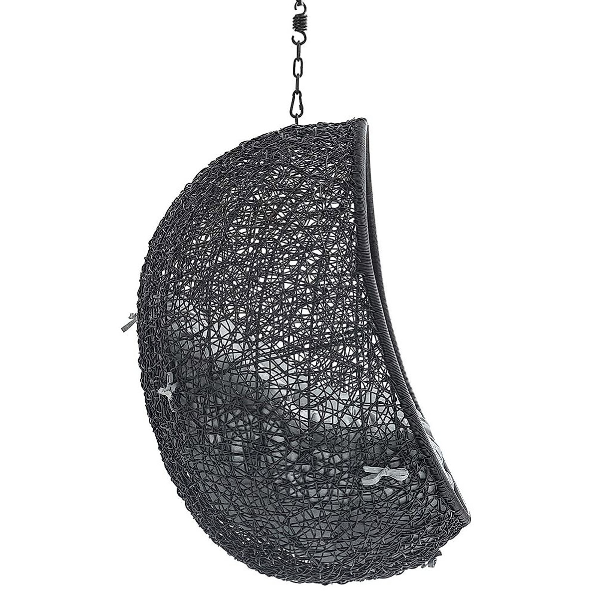 Modway EEI-3635-BLK-GRY Encase Wicker Rattan Outdoor Patio Swing Chair with Hanging Steel Chain in Black Gray