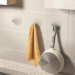 Uten Adhesive Hooks for Hanging 10 Pack, Heavy Duty Wall Hooks 11 lbs, Self Adhesive Waterproof Sticky Robe Towel Transparent Hooks for Home, Bathroom, Kitchen, Outdoor