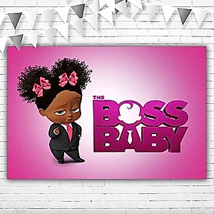 African American Baby Princess Backdrop for Birthday Party Supplies 5x3ft Hot Pink Background for Baby Shower Cartoon Black Girl Theme Party Wall Decor Vinyl Gender Reveal Baby Shower Background
