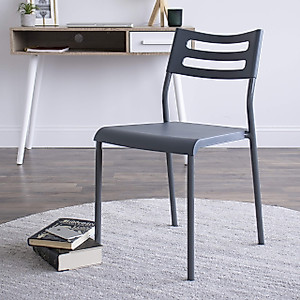 Humble Crew Desk Chair no Wheels, Grey, 16"W x 19"D x 30"H, 200 lbs Max - Lightweight Plastic Chair for Small Spaces - Premium Stackable Minimalist Chair for Office, Dorm, Bedroom, Dining, and More