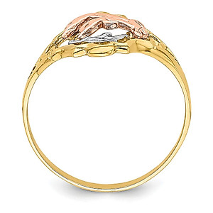 Solid 14k Yellow and Rose Gold Double Dolphin Ring Band Size 8