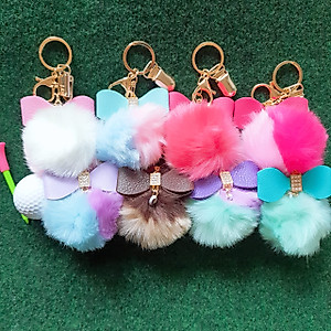 GS Soft Fur Ribbon Putter Keeper Set of 1. Gift for Golfer, Golf Accessories for Putter Cover. (Mink and Purple)