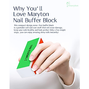 Maryton Professional Nail Buffer Block - Ultimate Shine Nail Buffing Block with 4 Way Buffing Methods, Smooth & Buff & Shine All-in-one Buffer for Optimum Natural Nail Care, 2 Count