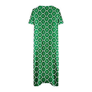 Womens Dresses 2023 Summer Casual Loose Sundress Long Dress Boho Plus Size Beach Pockets Dress Ladies Business Vintage Romper Dresses Cruise Outfits Party A Line Dress(E Green,XX-Large)