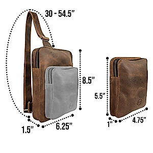 Leather Nomad, Sling Bag Handmade from Full Grain Leather - Trendy, Fashionable Backpack, Men and Women’s Accessory, Stylish :: Bourbon Brown