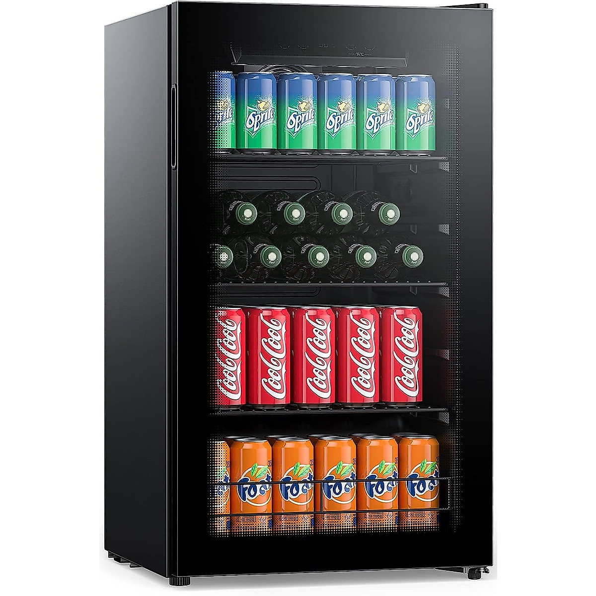 Miroco MI-EF001 3.2 Cu.Ft. Beverage Refrigerator Cooler, Drink Fridge with 3 Layer Glass Door, 3 Removable Shelves, Touch Control, Digital Temperature Display, Digital LED Display