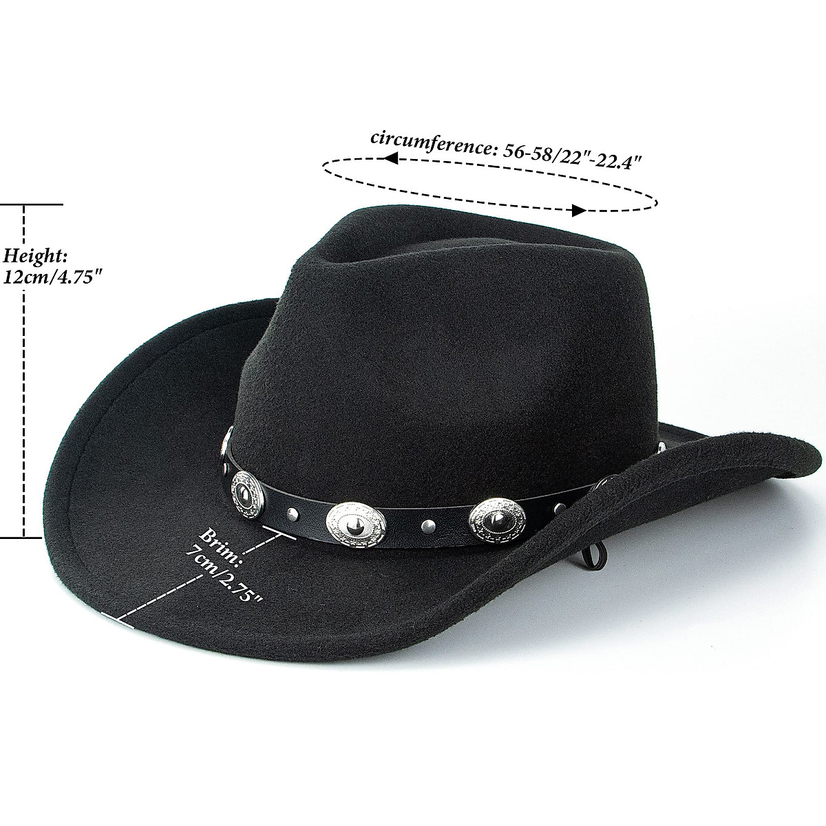 Utaly Womens Felt Western Cowboy Hats for Men Wide Brim Cowgirl Fedoras Hat with Belt Buckle