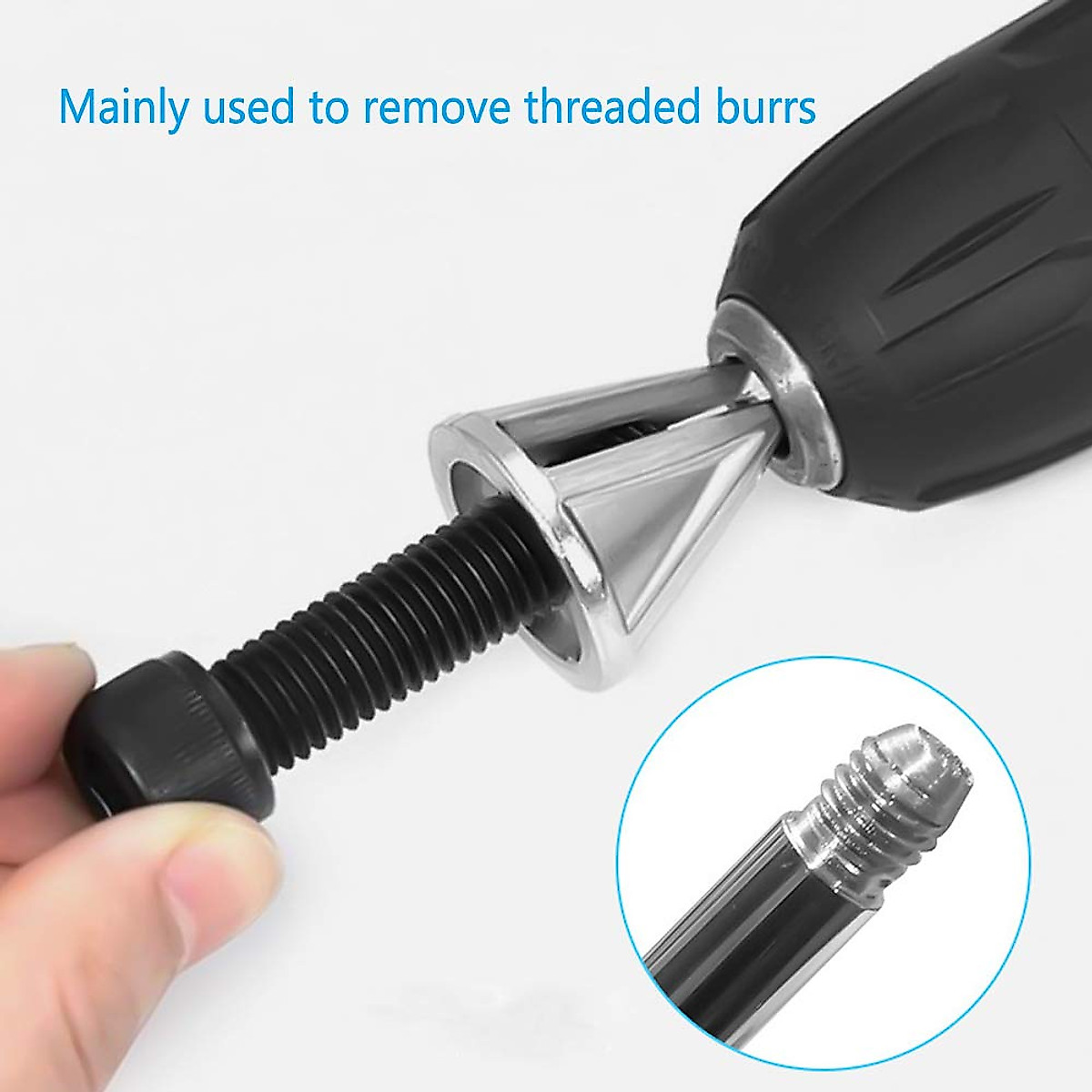 2Pcs Deburring External Chamfer Tool Stainless Steel Deburring Drill Bit Remove Burr Quickly Repairs Damaged Bolts Fits for 8-32 Bolts (Silver)