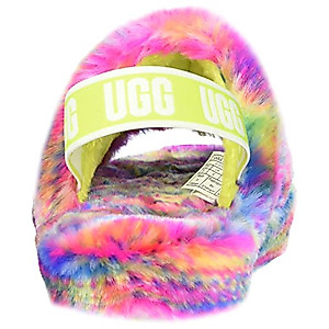 UGG Girls K Fluff Yeah Pixelate Slipper, White, 6 Big Kid