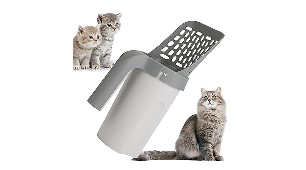 Integrated Cat Litter Scooper with Waste Bags & Holder