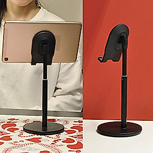 Bright Stone Cell Phone Stand, Angle Height Adjustable Tablet Stand Phone Holder for Desk (4"-10") Black