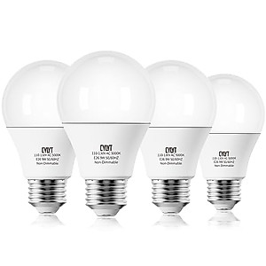 CYLYT A19 LED Light Bulb 60W Equivalent, Daylight White 5000K, 9W Energy Saving Bulbs, Focos LED para Casa, E26 Standard Base, for Kitchen Bedroom Indoor Outdoor, 800 Lumen, Non-diammable, 4-Pack