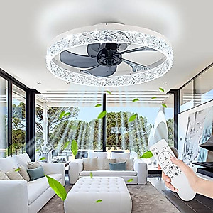 EKXIIO Ceiling Fan with Lights, Low Profile Ceiling Fan with Light and Remote, 20" Modern Small Ceiling Fan with 3 Colors Dimmable LED 5 Blades, Enclosed Flush Mount Fans for Indoor Kids Bedroom