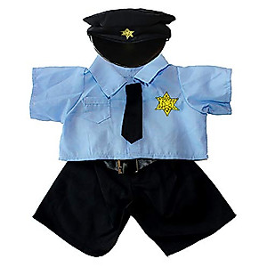 Policeman Uniform Outfit Teddy Bear Clothes Fits Most 14" - 18" Build-A-Bear and Make Your Own Stuffed Animals