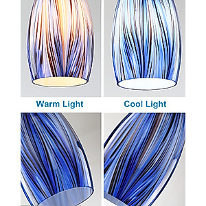 Karyfine Oval Glass Lamp Shade Only Art Glass Lamp Covers Light Fixture Replacement for Kitchen Island Mini pendant Ceiling Lights Chandelier Hand Blown Glass Shade Replacement (Brown and Blue）