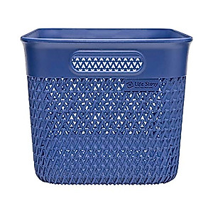 Life Story Lightweight Heavy Duty Storage Woven Trendy Basket 10 Quarts w/Built-in Handles, Blue
