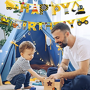 BIEUFBJI Construction Birthday Party Supplies Banner, Construction Party Supplies Decoration Set for Birthday Party, for Boys Birthday Baby Shower Engineering Theme Party Favors.