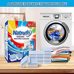 NATRUTH Washing Machine Cleaner Descaler 30 Pack,Triple Decontamination Remover with Natural Formula,Deep Cleaning Tablets For HE Front Loader & Top Load Washer