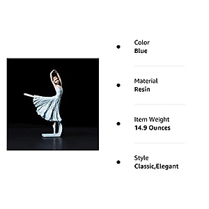 PINK FOREST Ballerina Girl Figurines Ballet Dancer Statue Art Sculpture Figure Resin Home Decoration Desk Ornament, Statuette for Your Desk/Bookshelf/Dinning Table (Blue)