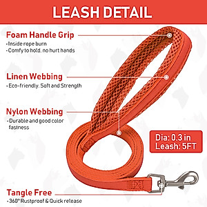 GAMUDA Small Pet Harness Collar and Leash Set, Step in No Chock No Pull Linen Fabric Soft Mesh Dog Vest Harnesses Reflective for Dogs Puppy Cats Kitten Rabbit (Orange, S)