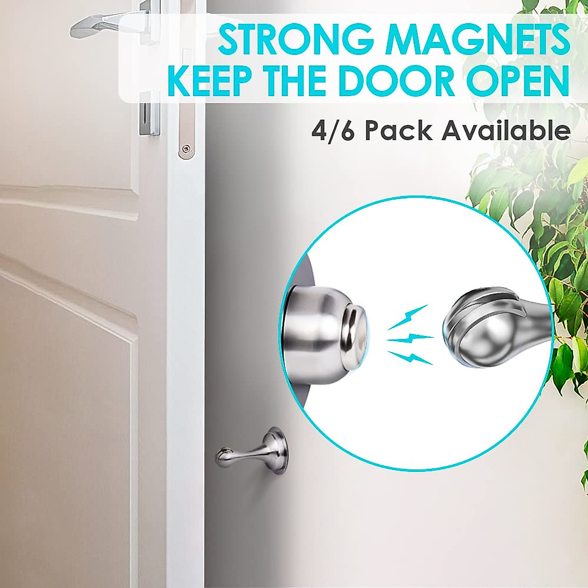 Door Stopper, 2 Pack Magnetic Door Stops Catch, Door Magnetic Catch Stainless Steel, No Need to Drill - 3M Double-Sided Adhesive Tape, Keep Your Door Open, 2 Pack for Wide Doors