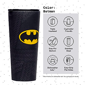 Corkcicle x Warner Brothers Batman Classic Insulated Coffee Mug with Lid, 24 oz – Stainless Steel Travel Tumbler Keeps Drinks Cold 9+hrs, Hot 3hrs – Cupholder Friendly Travel Coffee Tumbler