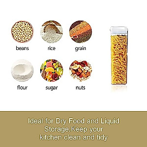 OMNISAFE Airtight Food Storage Container Set, 7Pcs Kitchen & Pantry Organization Containers, BPA Free Clear Plastic Canisters for Cereal, Sugar & Dry Food with Easy Lock Lid, Include 9 Labels,