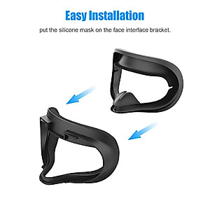 AMVR Face Cushion Pad Replacement for Oculus Quest 2, Silicone Face Cover for Quest 2 Headset, Sweatproof Washable Lightproof Anti-Leakage VR Face Plate Mask Accessories (Black, Only Cover)