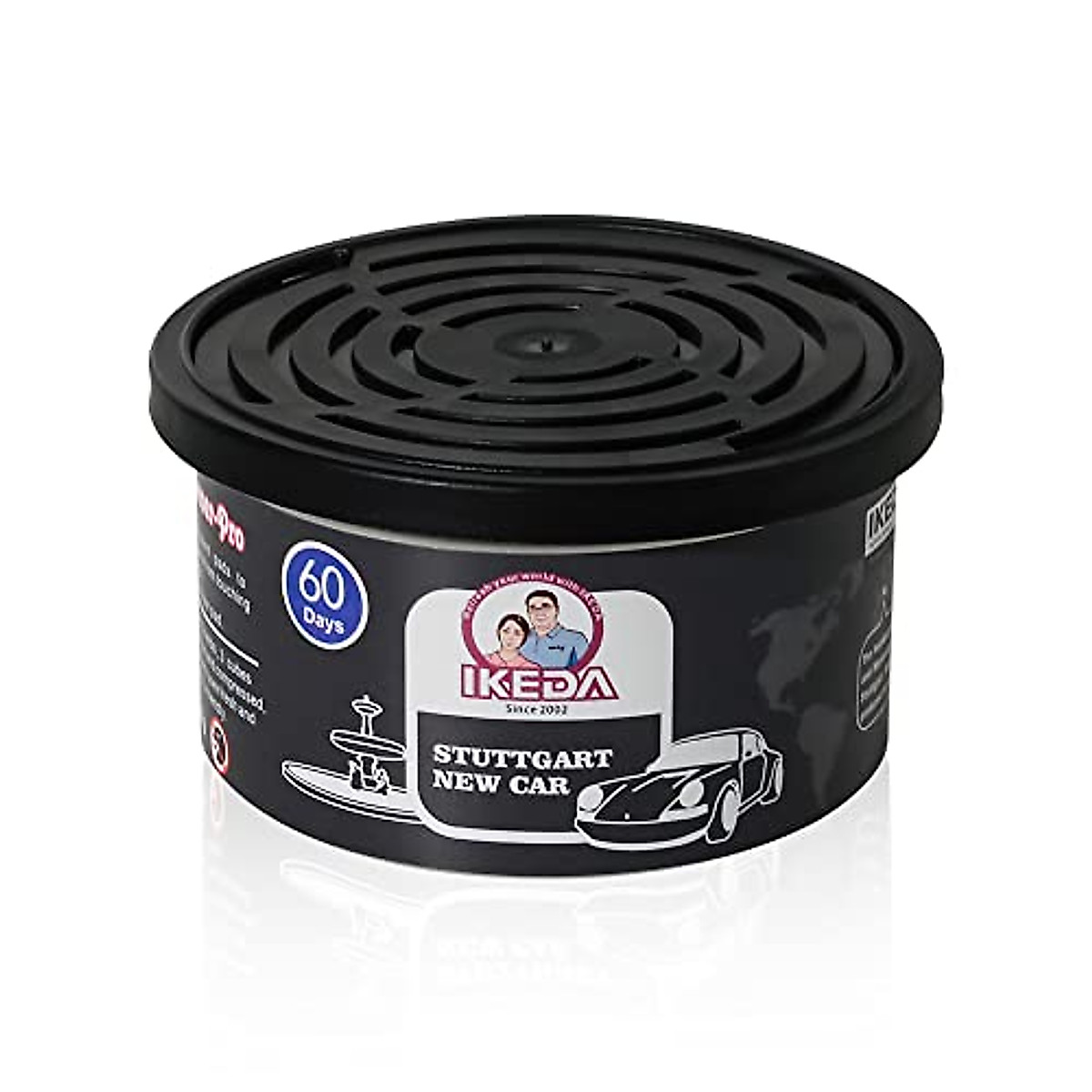 Ikeda Scents Car Air Fresheners: Stuttgart New Car Scent | Organic Cans | Odor Eliminator Essential | Long-Lasting | Strong Fragrance | For Home Closet | 1.5 Oz | Pack of 4