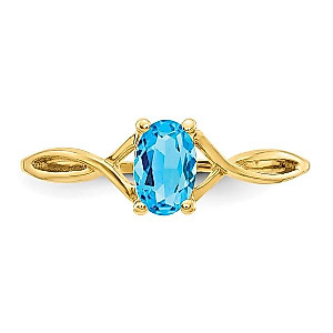 IceCarats 14K Yellow Gold Blue Topaz Ring December Birthstone Jewelry Size 7