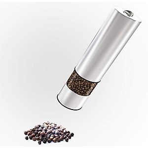 Electric Pepper Grinder or Salt Grinder – Battery Operated Automatic Spice Grinder - Pepper Mill with Light and Adjustable Ceramic Grinder by Velvastar