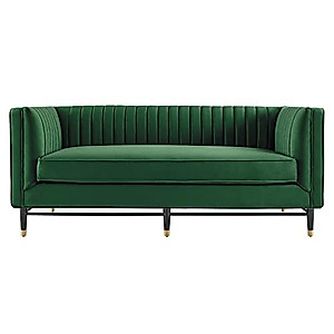 Modway Devote Channel Tufted Performance Velvet, Loveseat, Emerald