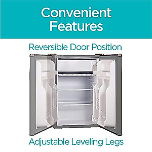 BLACK+DECKER BCRK25V Compact Refrigerator Energy Star Single Door Mini Fridge with Freezer, Cubic Feet, VCM, 2.5 cu.ft, Brushed Metal Finish