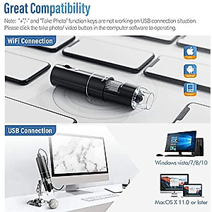 Wireless Digital Microscope, Skybasic 50X-1000X Magnification WiFi Portable Handheld Microscopes with Adjustable Stand HD USB Microscope Camera Compatible with iPhone Android iPad Windows Mac Computer