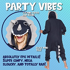 FUNZIEZ! Adult Triceratops Costume - Plush One Piece Dinosaur Costume - One Piece Pajama 2X-Large)