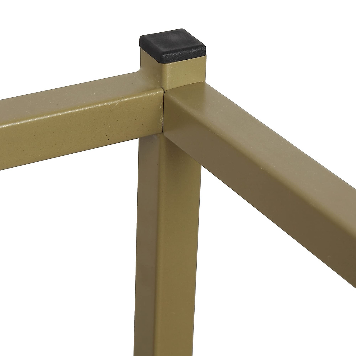 GIA 24-Inch Counter Height Square Metal Stool with Footrest and Tufted Gray Vegan Leather Upholstery, Gold Frame, Qty of 1