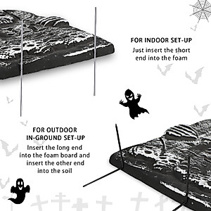 Hotop Halloween Tombstone Metal Stakes for Foam 6.5 x 3 Inches Tombstone Graveyard T Shaped Stakes for Halloween Outdoor Graveyard Yard Lawn Decorations(Silver, Black,20 Pieces)