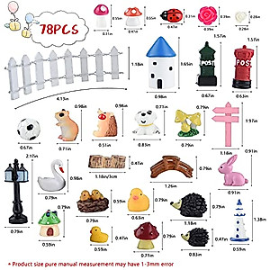 KUUQA 78 Pieces Fairy Garden Accessories,Fairy Garden Animals,Micro Landscape Ornaments,Miniature Ornaments Kit,Dollhouse Decoration,Garden DIY Kit