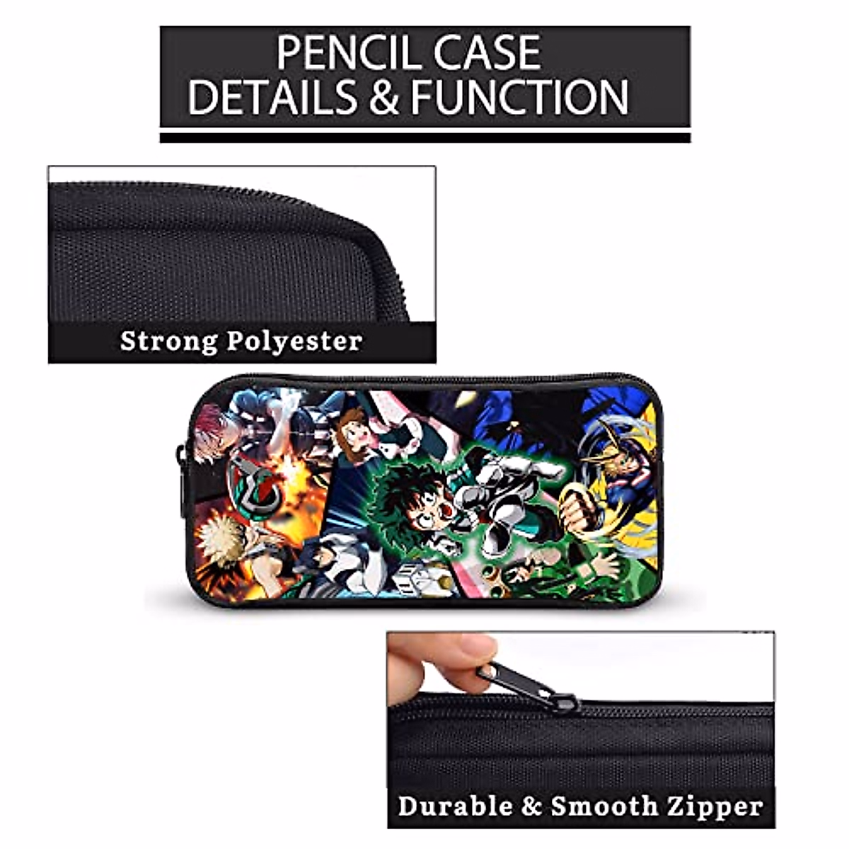 mfiwena Japanese Anime Backpack Set for Boy Girl, Polyester Bookbag set with Lunch Bag Multifunction 3-in-1 Bag for Teen