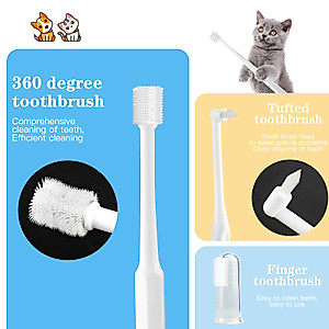 Dog Toothbrush Brushing Kit, Cat Tooth brushing Kit, Suitable for All Cats and Dogs Dental Care. White, Soft Bristles, Pet Toothbrush Kit Meets All Cleaning Needs, Multi-Functional Dental Cleaning